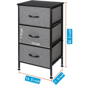 YOHKOH Tall Dresser Storage Drawers Stand with 3 Removable Fabric Drawers-Organizer Unit for Bedroom, Living Room, Storage Bins with Drawers,Grey