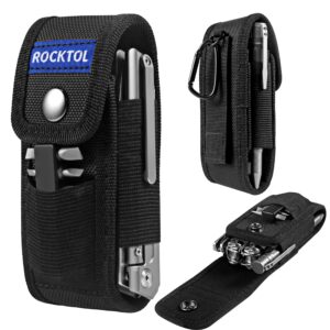 rocktol multitool sheath for belt, 900d nylon multitool pouch with 4 pockets knife sheath, edc tool pouch holster for multitool pocket knife tactical pen flashlight