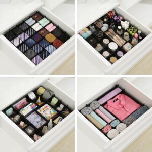 Qozary 42 Pack Adjustable Drawer Organizer Dividers for Socks, Underwear, Makeup, Kitchen, Dresser