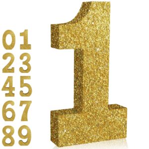 toniful 8 inch gold glitter numbers table centerpieces 0-9 birthday party decorations,shining golden digital 1 for birthday party,wedding,bridal shower,engagement,photo shoot,anniversary