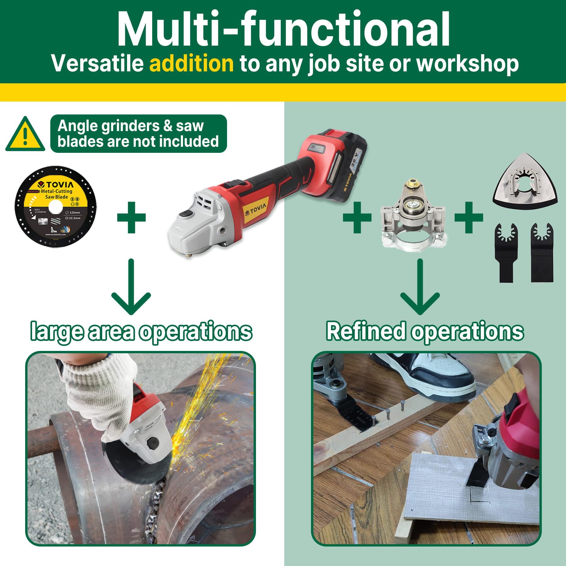 Converter Oscillating Tool Adapter Kit, Scimaker 5/8" M10 M14 Multifunction Oscillating Saw Blades Set for Grinding, Trimming and Removal