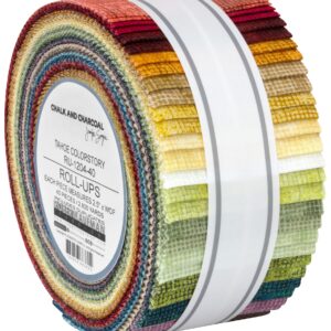 Jennifer Sampou Chalk and Charcoal Tahoe Roll Up 40 2.5-inch Strips Robert Kaufman RU-1204-40