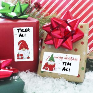 Christmas Gnome Gift Tags, Peel and Stick Christmas Gift Tags, Gnome Christmas Wrapping Paper Supplies - 75 Gift Wrap Tags