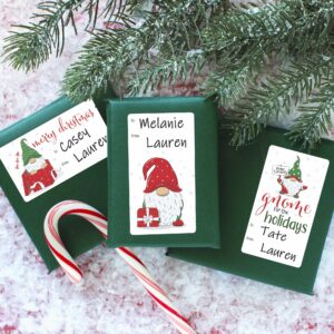 Christmas Gnome Gift Tags, Peel and Stick Christmas Gift Tags, Gnome Christmas Wrapping Paper Supplies - 75 Gift Wrap Tags