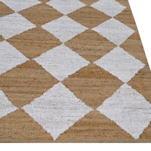 Antep Rugs Natural 6x9 Indoor Hand Woven Fiber Jute Diamond Area Rug (Natural-Off White, 6'7" x 9')