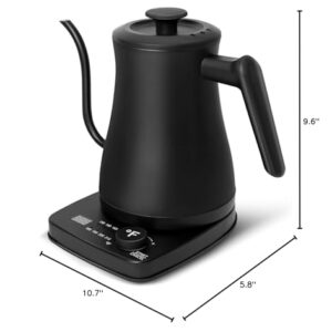 TUMIDY Electric Gooseneck Kettle Temperature Control 1L 8 Variable Presets Pour over Coffee Kettle, 1500W Rapid Heating, Stainless Steel Inner, Auto Shutoff Anti-dry Protection Matte Black