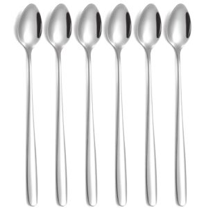 tiokin long handle spoon, iced tea spoons,7.8-inch coffee spoon,ice cream spoon, stainless steel teaspoons,cocktail stirring spoon,set of 6