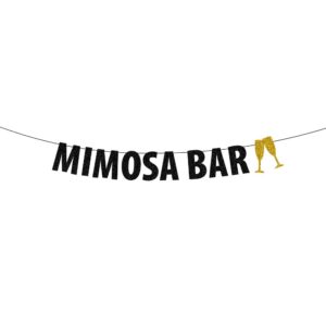 mimosa bar banner black glitter, bridal shower/bubbly bar/champagne brunch/baby shower/wedding/engagement/birthday/graduation/fiesta party decorations