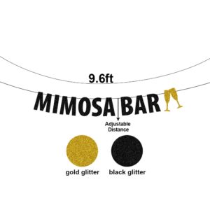 Mimosa Bar Banner Black Glitter, Bridal Shower/Bubbly Bar/Champagne Brunch/Baby Shower/Wedding/Engagement/Birthday/Graduation/Fiesta Party Decorations