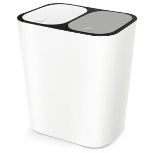 ganazono trash can dual compartment garbage can 15l recycling bin double bin trash can with lid for kitchen office bedroom