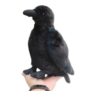 whrigud realistic crow plush, cute black raven stuffed animal plush pillow toys, soft little bird raven stuffed toys doll for birthday kids gifts home decor 9.44''