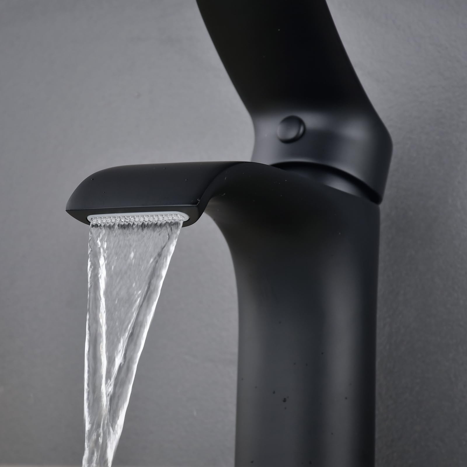 Kelelife Waterfall Style Bathroom Faucet, Black, 3/8-Inch Compression Threads, Single Hole, Ceramic Disc Valve, Drip-proof, Waterfall Design, Easy Installation