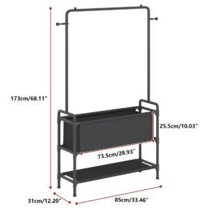 Calmootey Clothing Rack with Storage Bag, 3-in-1 Garment Rack, Non-woven Shelves for Shoes, Clothes Rack for Bedroom, Hallway, Entryway, Black