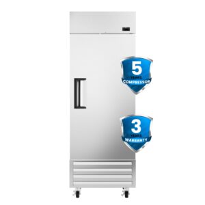 kichking 27" w dynamic cooling commercial refrigerator 23 cu. ft omnismart temperature control 33℉~41℉ stainless steel reach-in commercial refrigerator digital thermostat led lighting 3 shelves