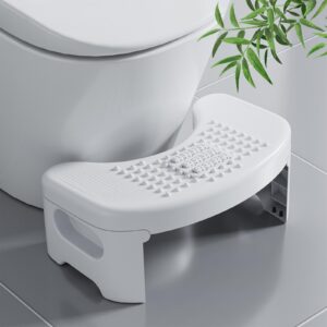 toilet stool for adult poop stool for bathroom, 7 inch foldable portable toilet stool for adults, non-slip toilet step stool for bathroom, footrest stool for pooping, toilet assistance step(white)