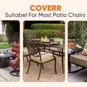 COVERR Outdoor Patio Furniture Cover, Waterproof Heavy Duty Patio Chair Cover, Patio Chair Covers 2 Pack Fits Up to 28Wx32Dx36H inches (Beige & Orange)…