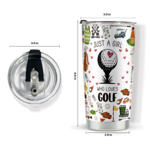 kdxpbpz Golf Lover Gifts for Girls Women Golf Gifts Tumbler Birthday Christmas Gifts for Friend Besties Stainless Steel Tumblers 20oz Just A Girl Who Loves Golf