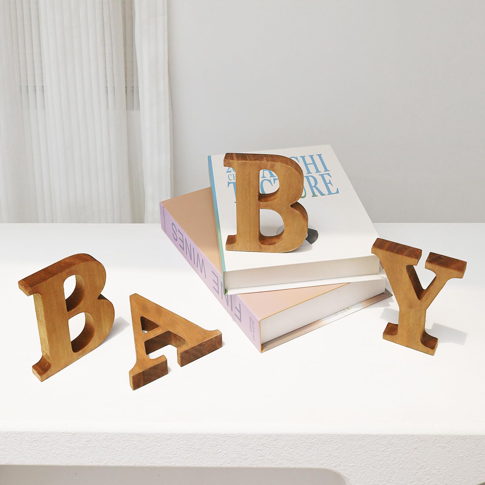 Small Wood Baby Letters for Rustic Baby Shower Decorations Gender Neutral Baby Shower Centerpiece Decor Gender Reveal Party Supplies