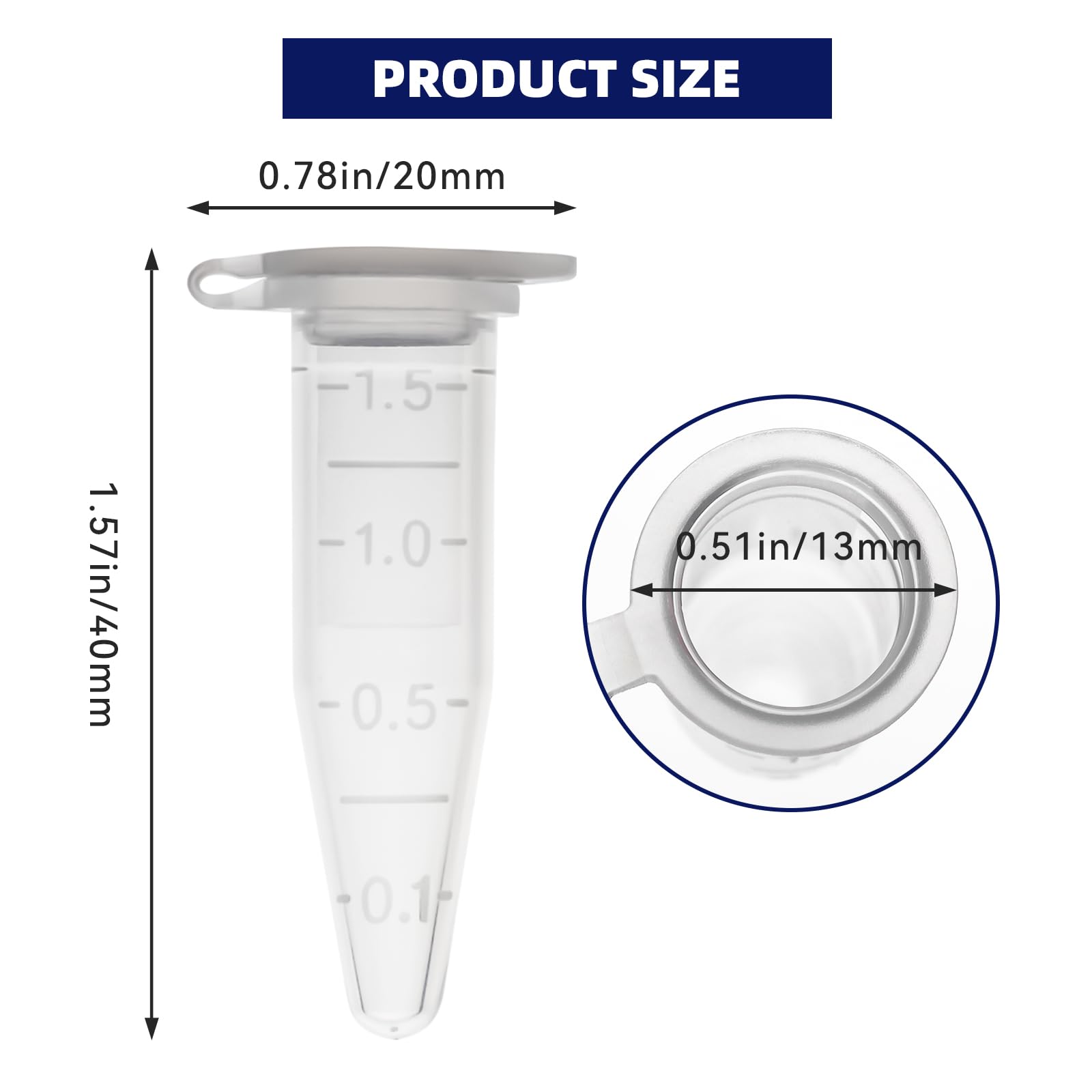 Microcentrifuge Tubes 1.5ml, AyinLab Polypropylene Plastic Tubes 500pcs, Lab Centrifuge Test Tubes with Leak-Proof Snap Caps and Clear Graduated Scale, Non-pyrogenic and DNase/RNase Free