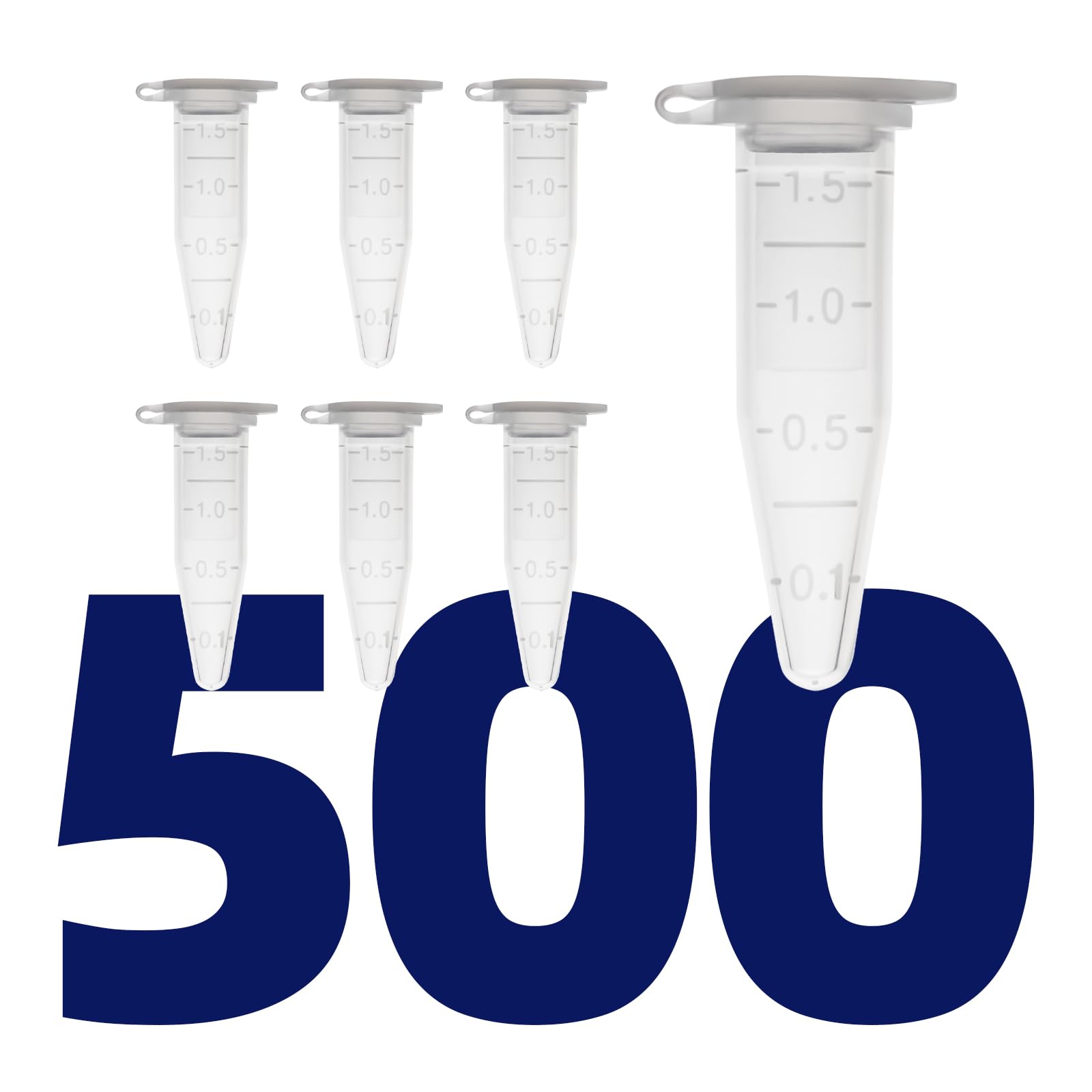 Microcentrifuge Tubes 1.5ml, AyinLab Polypropylene Plastic Tubes 500pcs, Lab Centrifuge Test Tubes with Leak-Proof Snap Caps and Clear Graduated Scale, Non-pyrogenic and DNase/RNase Free