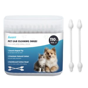 avont dog ear cleaning cotton swabs, pet qtips, ear care double sided large q-tips for dogs cats -s