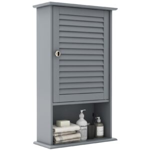 safeplus bathroom wall cabinet, medicine cabinet with adjustable shelves, ideal for bathroom, kitchen, living room ﻿ (grey, ba7597)