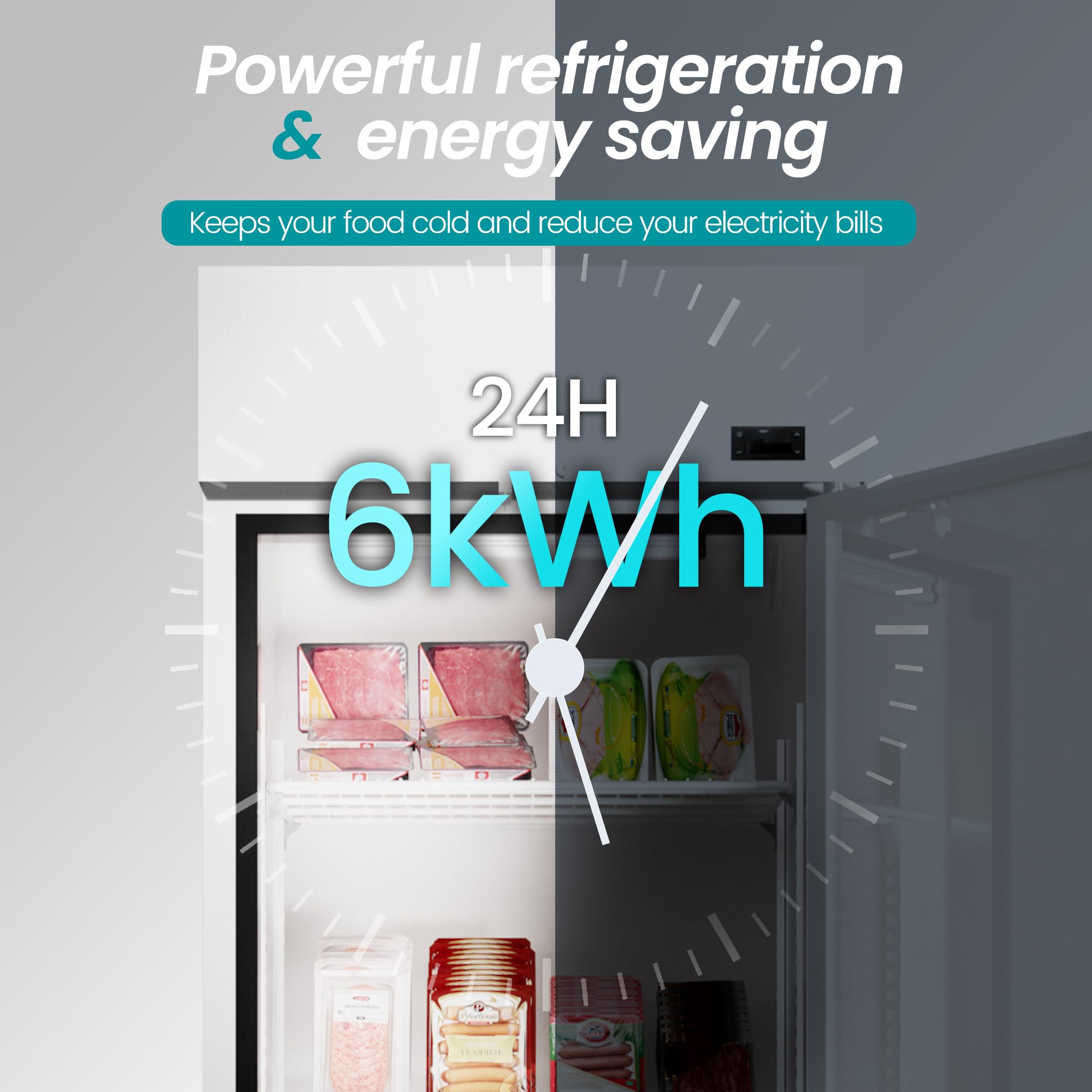 KICHKING 27" W Dynamic Cooling Commercial Refrigerator 23 Cu. Ft OmniSmart Temperature Control 33℉~41℉ Stainless Steel Reach-In Commercial Refrigerator Digital Thermostat LED Lighting 3 Shelves