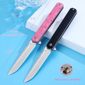 MADSMAUG Pocket Knife, 3.5" D2 Steel Folding Knife with Ball Bearing & G10 Handle, Cool EDC knife For Women Outdoor Survival Camping Great festival Christmas Gift