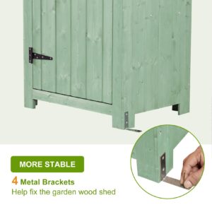 GAOMON Outdoor Wooden Storage Shed, Garden Wood Tool Cabinet, Solid Sheds & Outdoor Storage Clearance, Waterproof Sheds with Shelf and Locking Latch for Backyard, Hallway, Patio (Green)