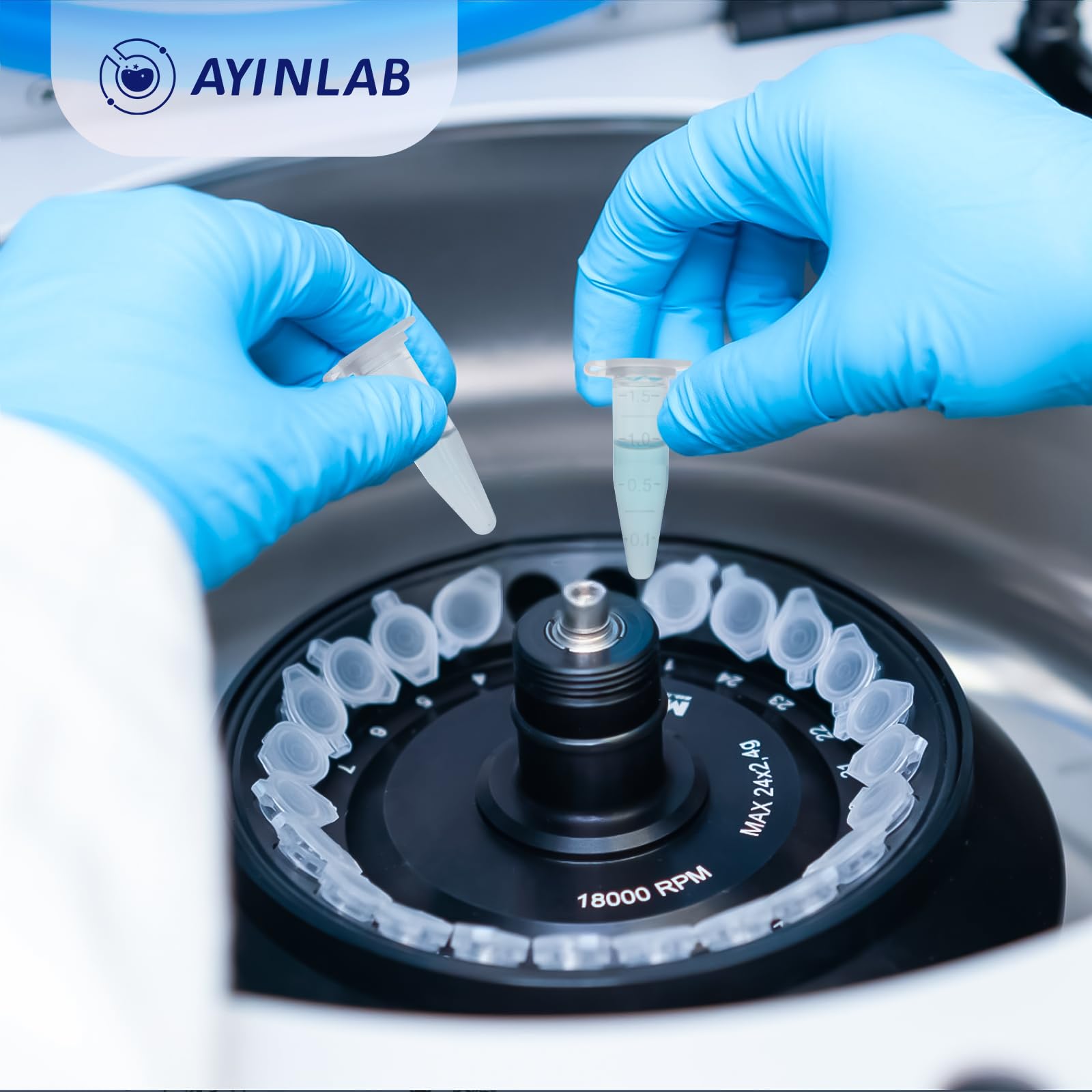 Microcentrifuge Tubes 1.5ml, AyinLab Polypropylene Plastic Tubes 500pcs, Lab Centrifuge Test Tubes with Leak-Proof Snap Caps and Clear Graduated Scale, Non-pyrogenic and DNase/RNase Free