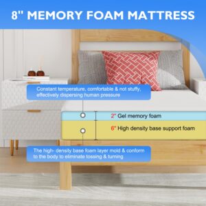 PayLessHere Gel Memory Foam Mattress 8 inch Mattress, CertiPUR-US Certified,Breathable Bed Mattress for Cooler Sleep Supportive & Pressure Relief,Removable Soft Cover,Mattress in Box, White Full