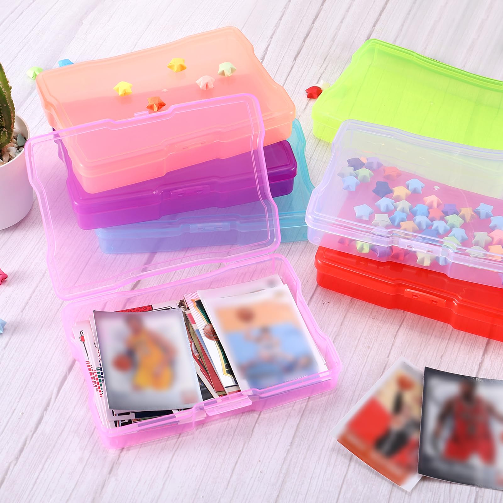 PATIKIL 5x7 Photo Storage Box, 4 Pack Photo Boxes Storage Photo Organizer Cases Storage Container Picture Boxes Plastic for 5x7 Pictures Sticker Scrapbook Craft Keeper, Clear