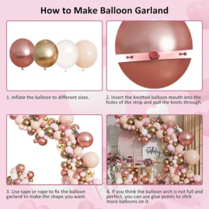 Rose Gold Balloon Garland Kit, Nude Pastel Pink Metallic Gold Matte White Balloons Gold and Rose Gold Confetti Balloons for Wedding Bridal Shower Princess Party Girl Birthday Baby Shower Decorations