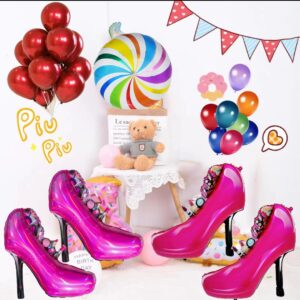 BoningNEW 2Pcs High Heels Balloons Pink High-Heeled Shoes Mylar Foil Balloons for Women Birthday Party Wedding Engagement Bridal Shower Party Stiletto Themed Party Decorations Supplies