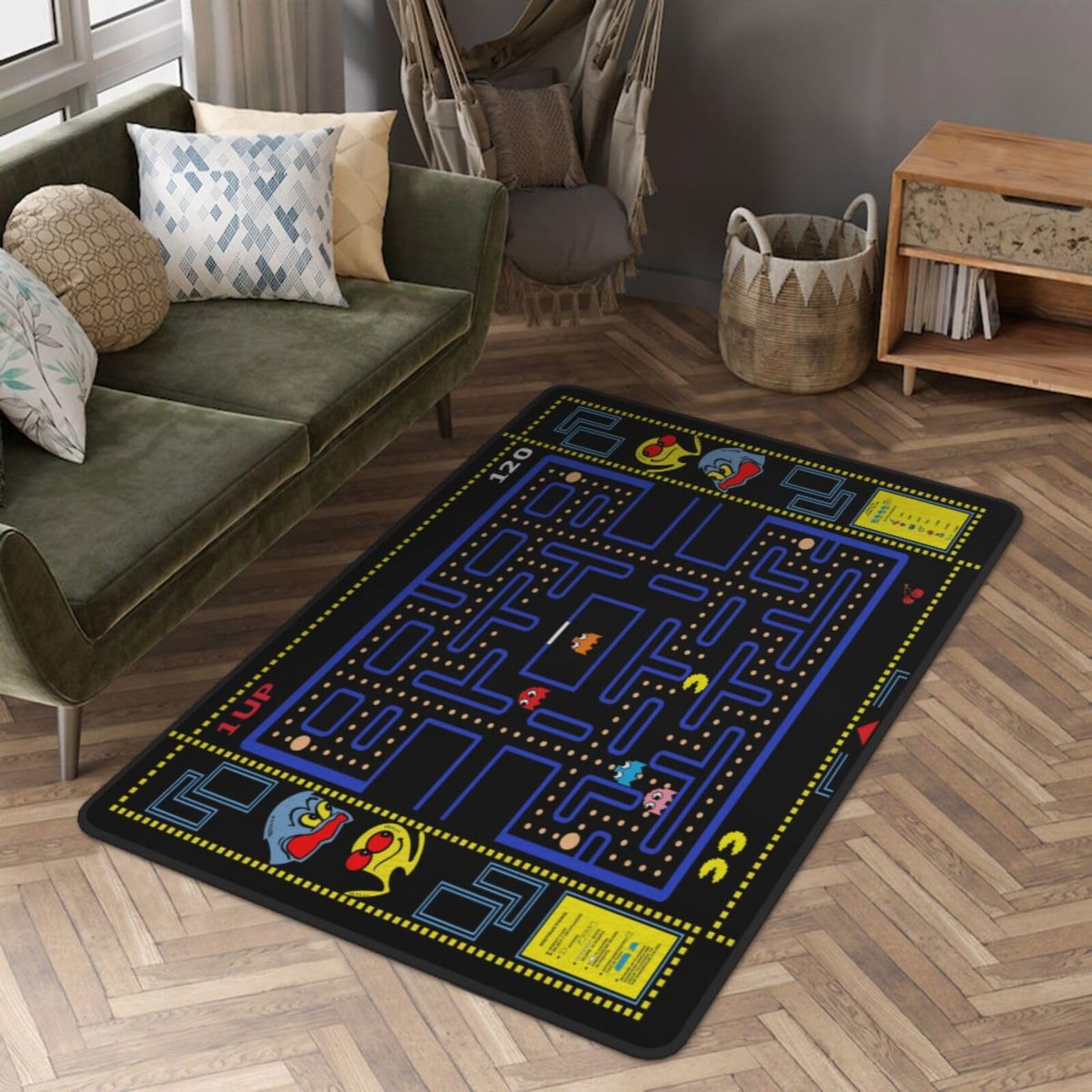 Classic Arcade Games Rug Retro 90s Arcade Theater Style Popular Game Room Area Rug for Living Room Playroom Home Decor Carpet Modern Fun Rug 2' x 3'