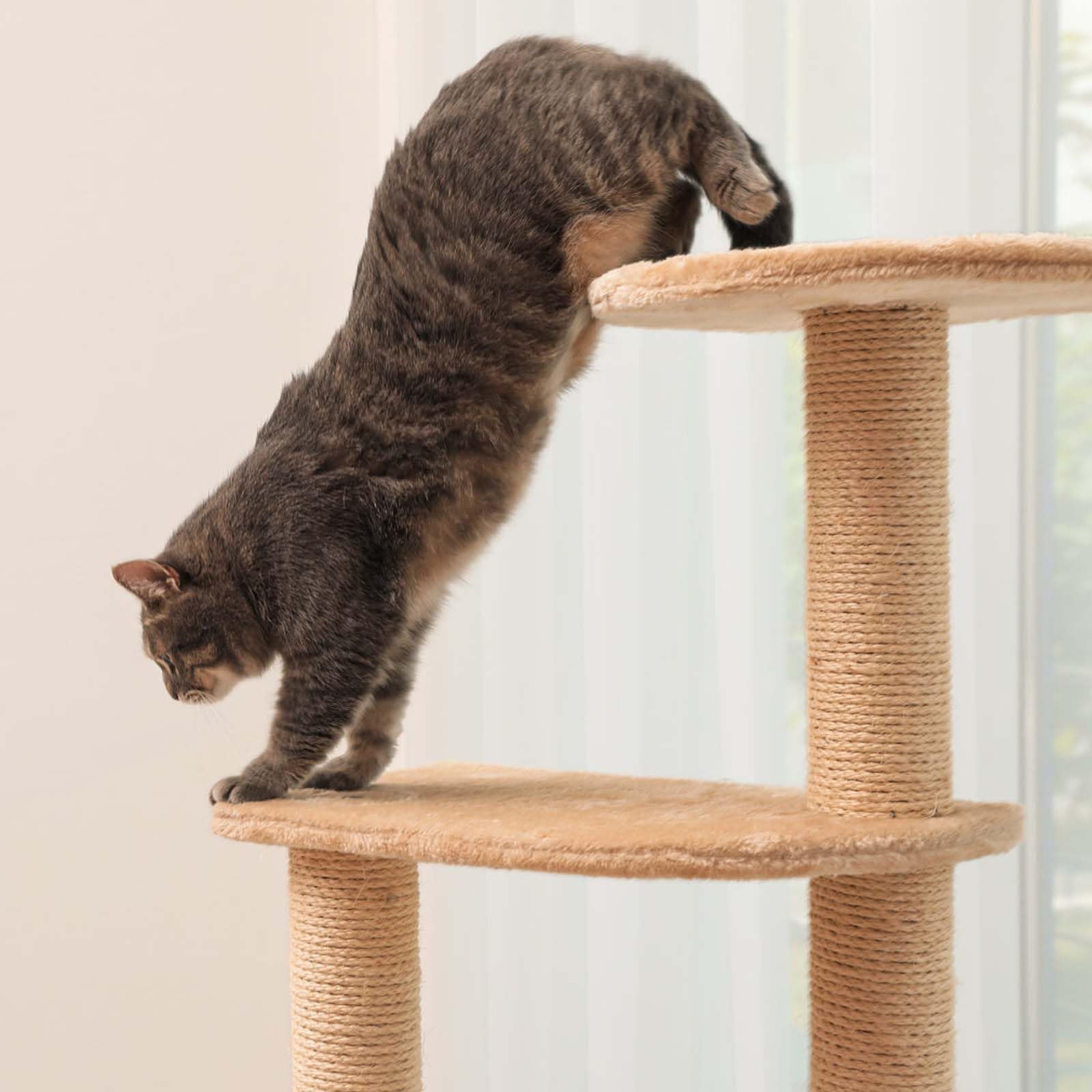 2 Pack Wall Mounted Cat Scratching Post 3 in1 Cage Wall Mounted Rope Cat Scratcher Post Replacement Cat Claw Scratcher Tree for Indoor Cats or Kittens Cat Wall Shelves Climbing Furniture (Jute)