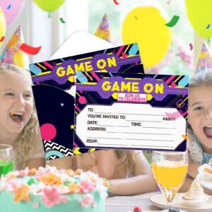 HBYDO Video Game Party Invitation Card,20 Set Birthday Party Invitations for Gaming Themed Party with Stickers,Party Supplies Birthday Invitation Cards for Birthday Graduation Personalized Party