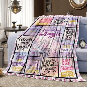 FunHot Best Friend Blanket, Birthday Gifts for Best Friend, 50"x60" Blanket Gift Girls BFF for Sofa Bed, Soft Cozy Flannel Throw Blanket for Friends Birthday Christmas