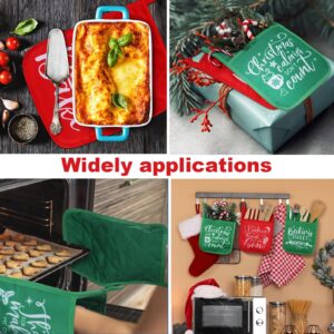 Yaomiao 10 Pcs Christmas Pot Holders with Pocket Fall Pot Holder Potholder Gift Hot Pads Heat Resistant Oven Mitts Cookie Bag for Kitchen Baking Cooking (Red, Green,Simple)