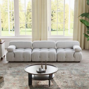 wjshome modular sectional sofa,103.95 inch convertible sofa couch,velvet 3 seater minimalist couch for living room, modern large free combination sofa,beige