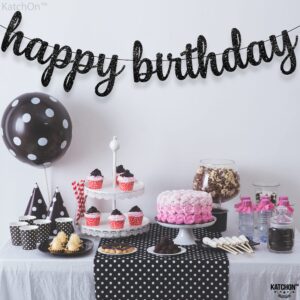 KatchOn Glitter Black Happy Birthday Banner - 10 Feet, NO DIY | Black Birthday Banner | Black Birthday Decorations | Happy Birthday Black Banner, Black Happy Birthday Sign | Happy Birthday Decorations