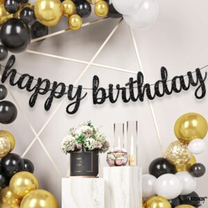 KatchOn Glitter Black Happy Birthday Banner - 10 Feet, NO DIY | Black Birthday Banner | Black Birthday Decorations | Happy Birthday Black Banner, Black Happy Birthday Sign | Happy Birthday Decorations