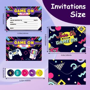 HBYDO Video Game Party Invitation Card,20 Set Birthday Party Invitations for Gaming Themed Party with Stickers,Party Supplies Birthday Invitation Cards for Birthday Graduation Personalized Party