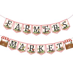 farmers market birthday party banner, vegetable farmer's party decorations for kids produce stand baby shower farmer's market photo backdrop