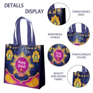 ANYMONYPF 20 Pcs Happy Diwali Party Favor Bags Treat Candy Goodie Gift Non-woven Bags Reusable for Indian Deepavali Party Supplies Diwali Theme Party Decorations