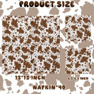 Highland Cow Decorations, 40Pcs Cow Print Napkins Cow Print Party Supplies Disposable Brown Cow Napkins,Cocktail Cow Print Tissue Paper for Farm Cow Birthday Party Baby Shower Decorations