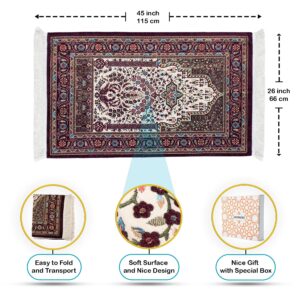 moonlike Turkish Prayer Rug, Purple Prayer Rug, Prayer Mat Travel, Portable Prayer Mat Muslim, Prayer Rugs Islam, Prayer Mat Islam Thick, Ramadan Gift (Purple)