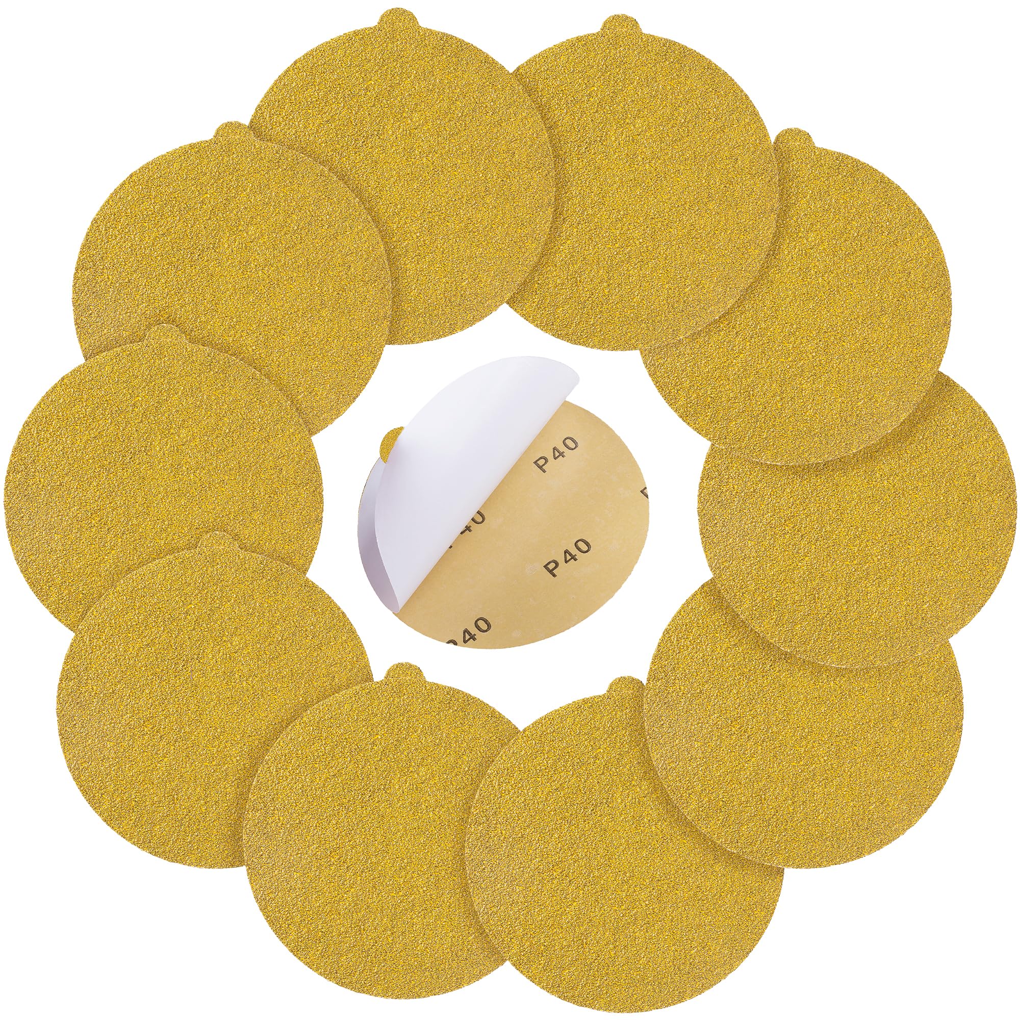 Shawya 50 PCS 6 Inch PSA Sanding Discs 40 Grit Self Adhesive Sticky-Back Sandpaper for DA Sander Finishing Abrasive Sand Paper Woodworking Wood Metal Sanding Disc