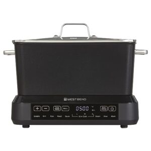 west bend versatility plus slow cooker, large-capacity non-stick multicooker with variable temperature control, 20 cooking functions, 6-quart, black