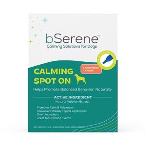 bserene valerian calming spot on for dogs 3 applications convenient weekly topical promotes calmness and relaxation